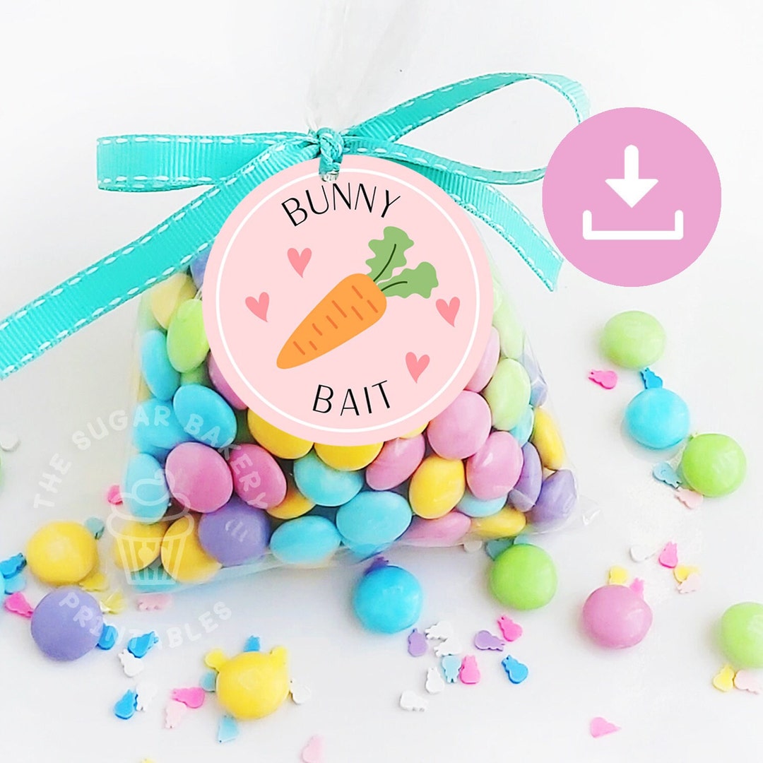 Printable Bunny Bait Tag, EASTER COOKIE TAG, Pink Bunny Bait Tag ...