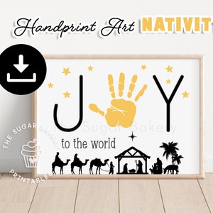 Christmas NATIVITY Handprint Art, JOY to the World, Sunday School Craft ...