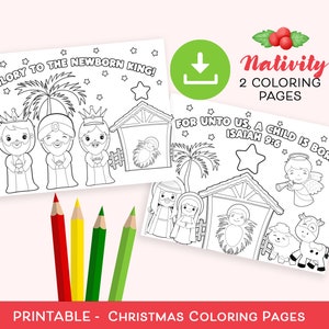 NATIVITY Coloring Page, 2 PRINTABLE Christmas Nativity Coloring Pages ...