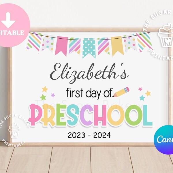 Preschool Editable Sign - Etsy