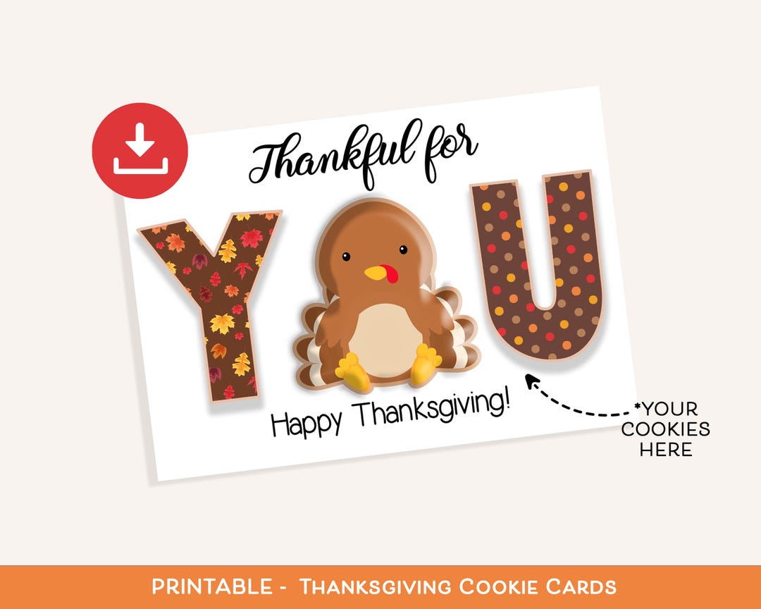 Thankful for YOU Cookie Card, FALL Cookie CARD, Autumn Cookie Card ...