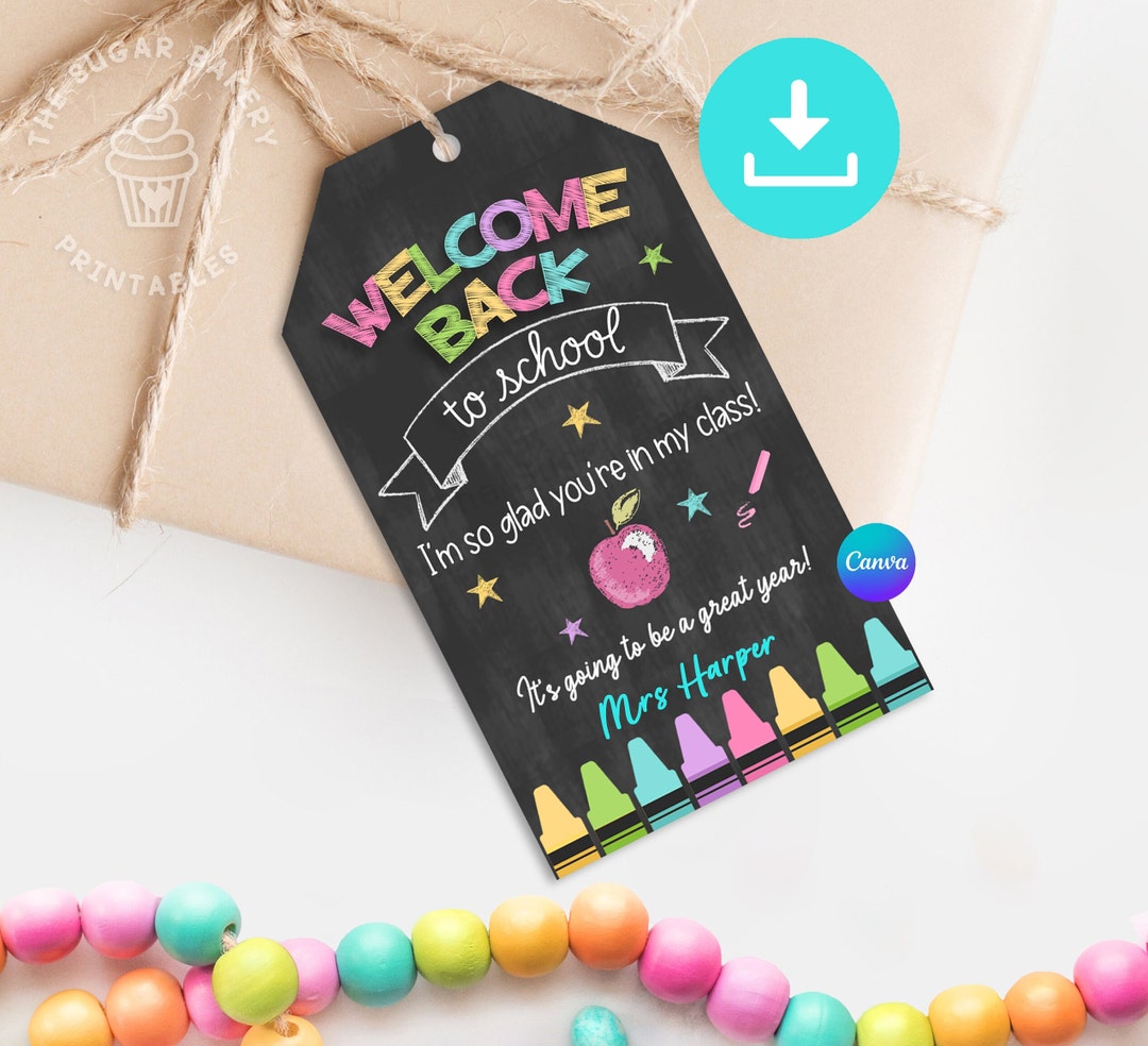 Welcome Back to School Tag Happy First Day of School Gift Tag Editable ...