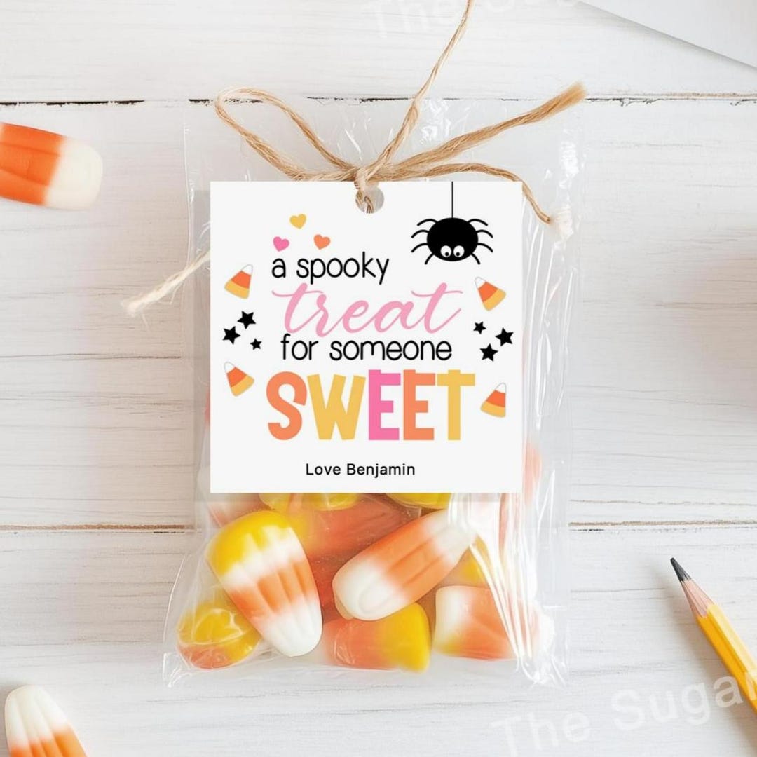 Halloween Treat Tag Printable, Spooky Sweet Gift Tag Kids Classroom ...