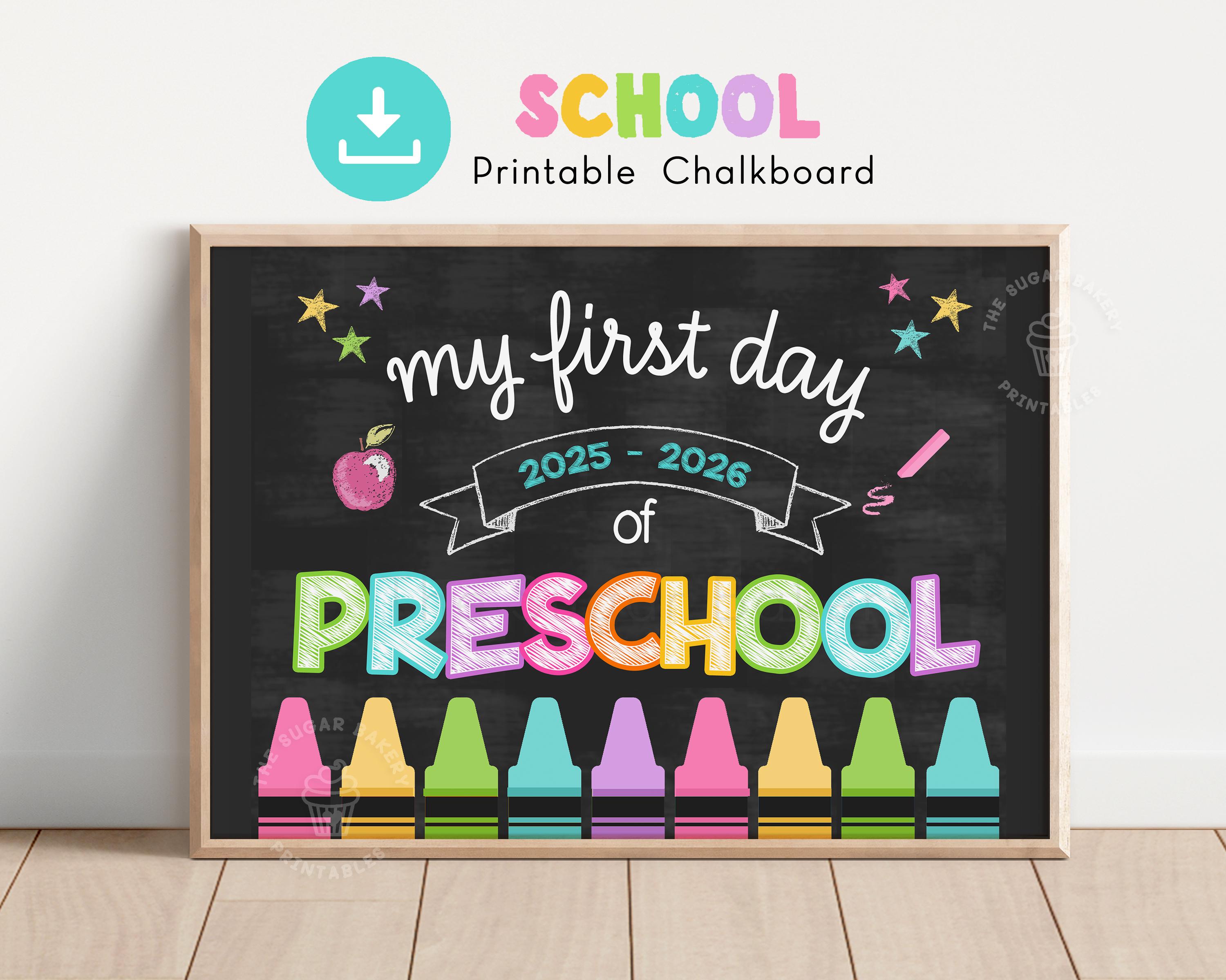 First Day of PRESCHOOL SIGN Printable Preschool Sign First Day of ...
