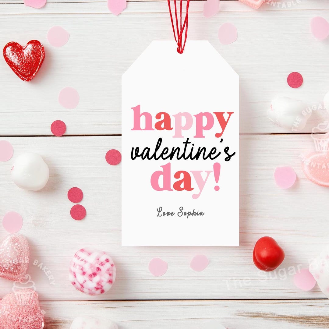 Printable Happy Valentine's Gift Tags, EDITABLE Valentine's Day TAGS ...