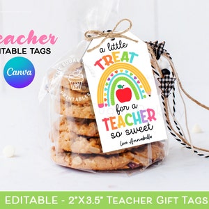 Sweet Treat Teacher Tag, EDITABLE Teacher Appreciation Tags, End of ...
