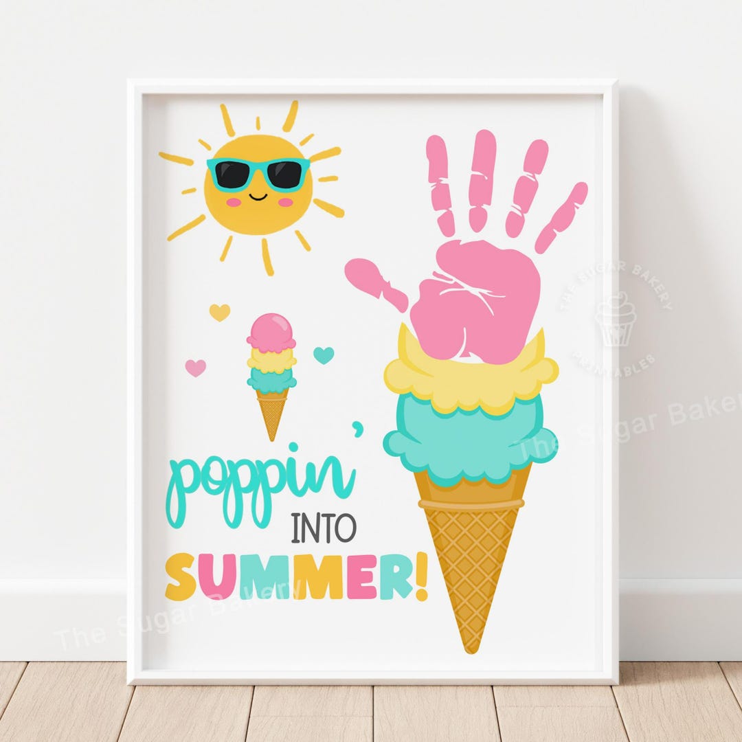 Summer Ice Cream Handprint Craft for Kids Poppin Into Summer Handprint ...