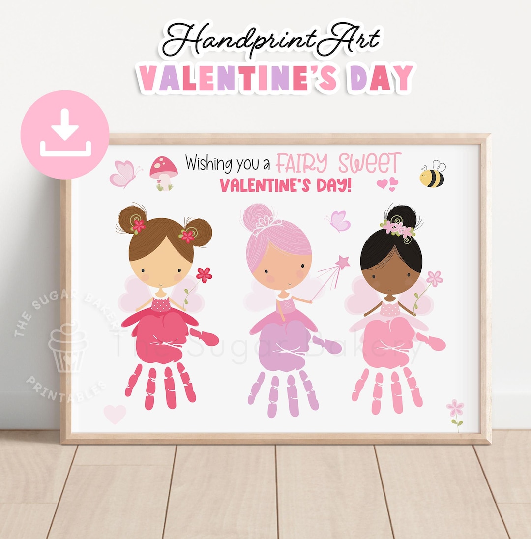 Valentine FAIRY Handprint Art Printable Valentine Crafts for Kids ...