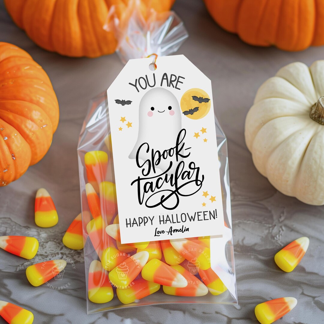 Printable Happy HALLOWEEN Gift Tag, Editable Halloween Favor Tag for ...