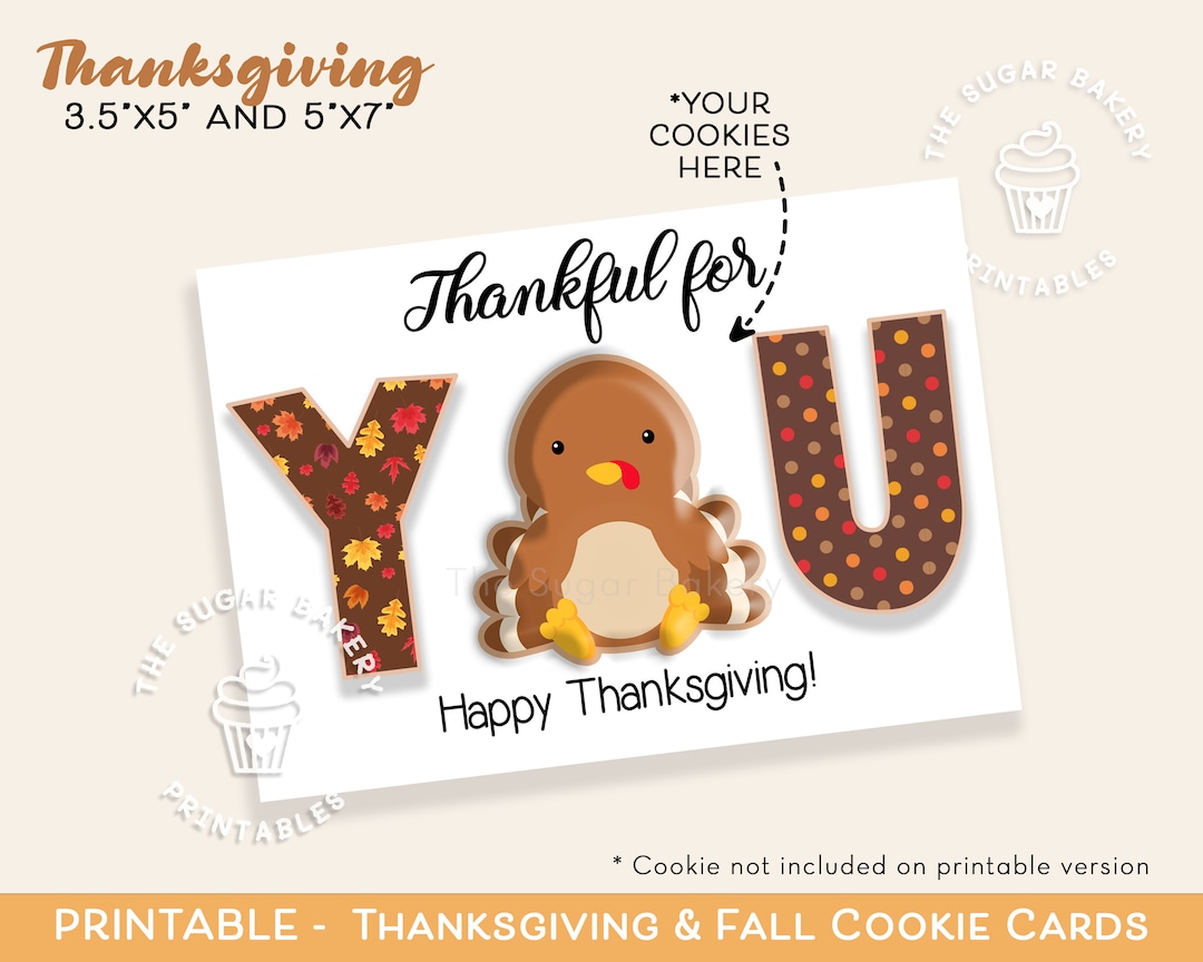 Thankful for YOU Cookie Card, FALL Cookie CARD, Autumn Cookie Card ...