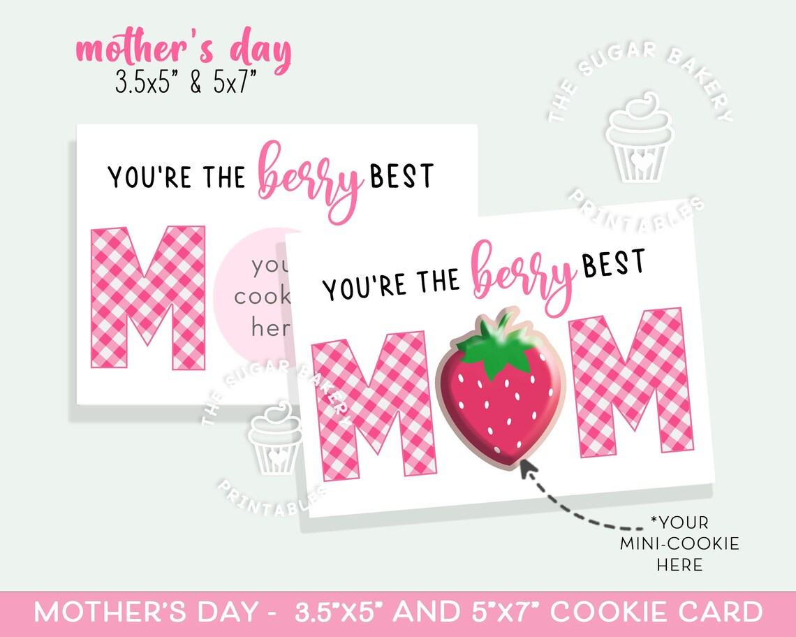 You're the BERRY Best MOM Cookie CARD, Printable 3.5"x5" and 5"x7 ...