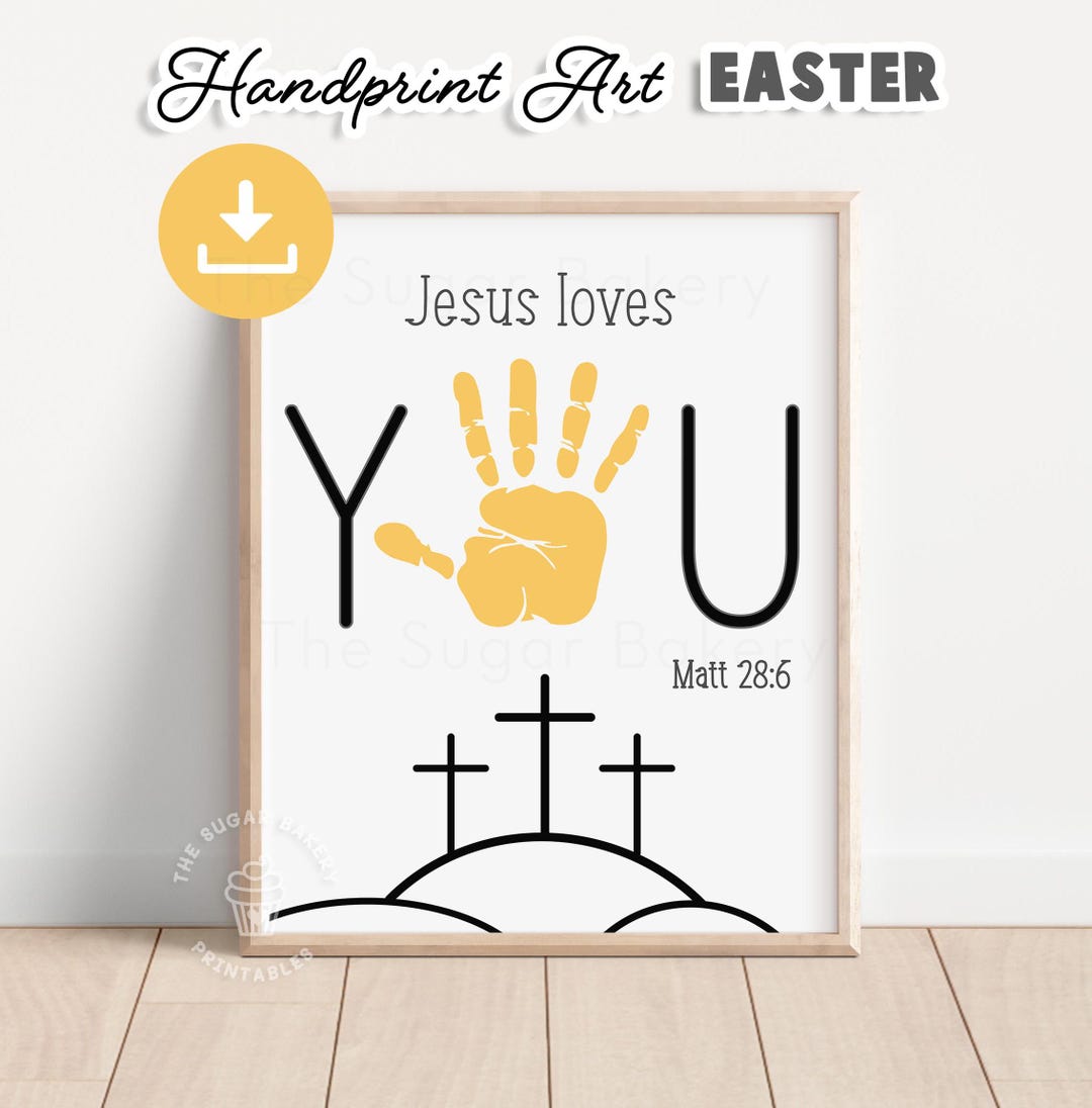 Easter Handprint Art, Easter Handprint Craft, He is Risen, Jesus Loves ...