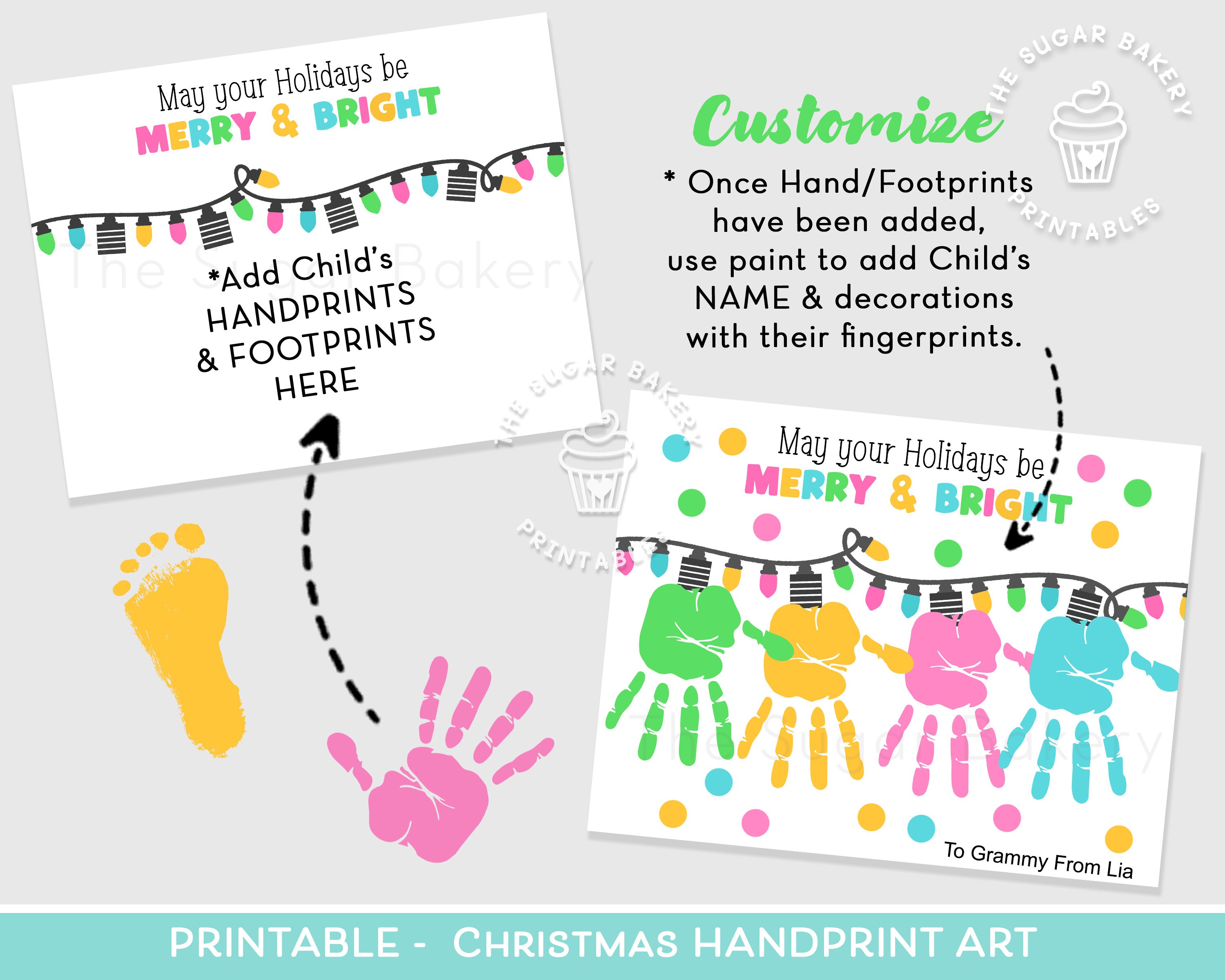 Handprint Christmas Lights, Merry and Bright Christmas Lights Craft ...