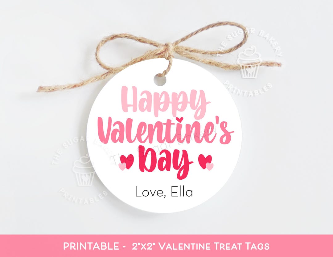 Happy Valentine's Day Tags, Printable Valentine's Day Cookie TAGS ...