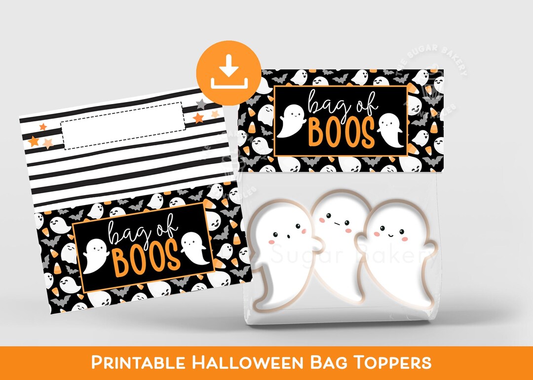 Bag of BOOS Halloween TREAT Bag TOPPER, 4" 5" 6.5" Goodie Bag for Kids ...