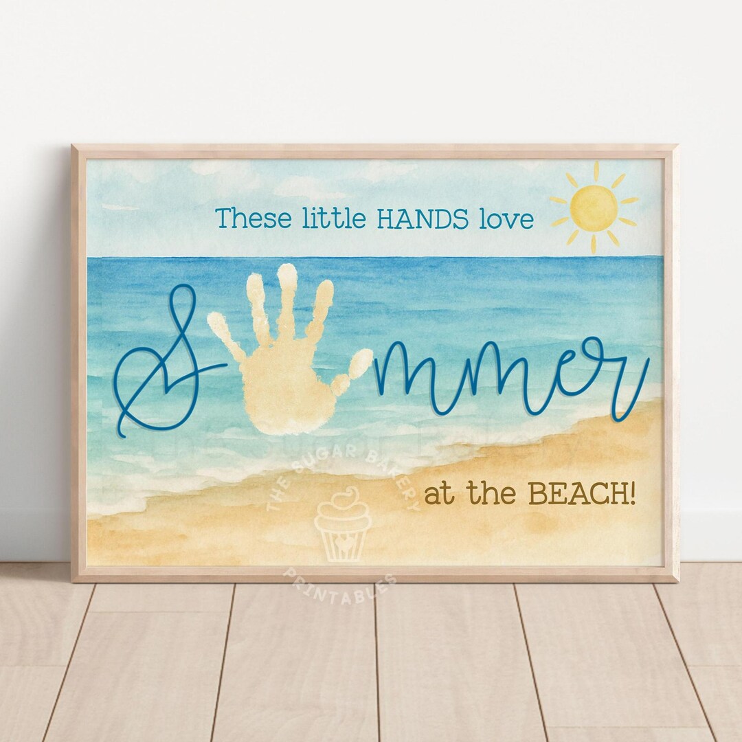 Summer Beach Handprint Art Printable Keepsake for Kids Toddler Baby ...
