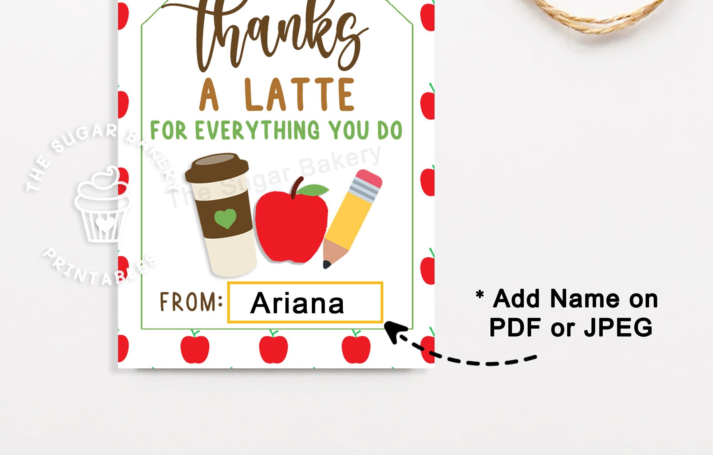 Thanks A Latte Teacher APPRECIATION Tags, Thanks a Latte Tags, Teacher ...