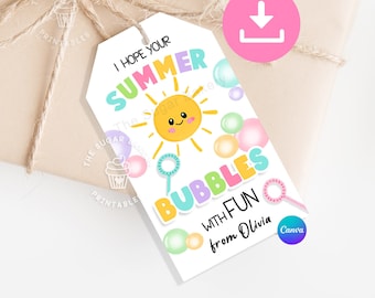 Summer Gift Tag | I Hope Your Summer Bubbles With Fun | End of Year Tag ...