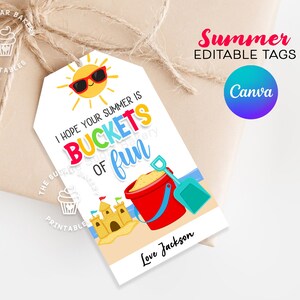 BUCKETS of FUN Tag, EDITABLE End of School Year Gift Tag, End of Year ...