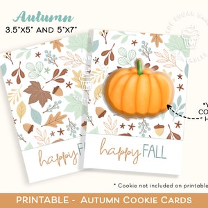 Happy FALL Cookie CARDS, Printable Autumn Cookie Cards, Fall Gift ...