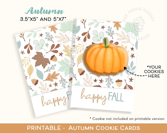 Happy FALL Cookie CARDS Printable Autumn Cookie Cards Fall - Etsy