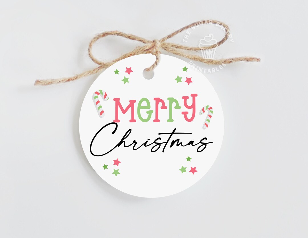 Printable Christmas Cookie Tag, Simple ROUND Christmas Gift Tag, Merry ...