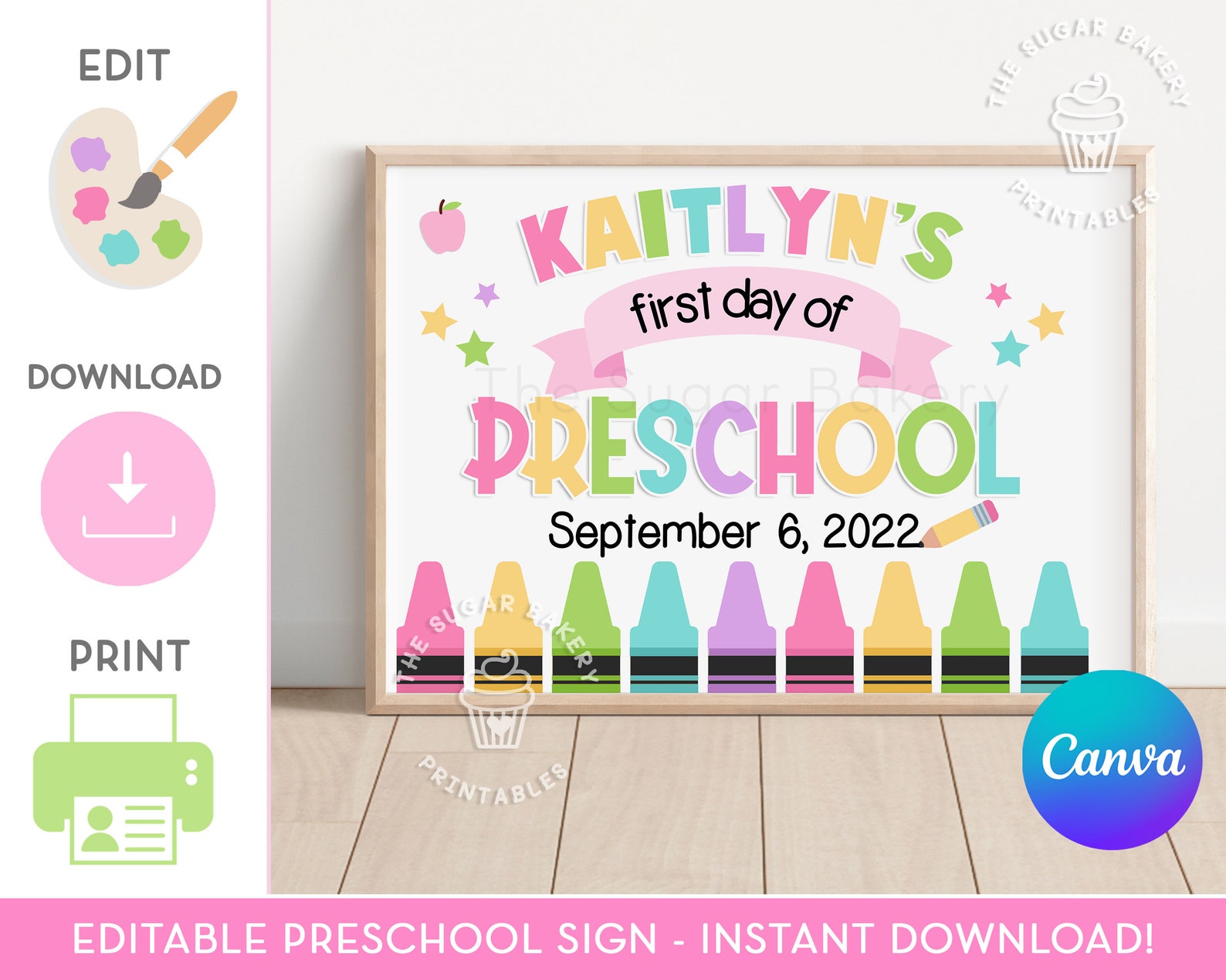 First Day of PRESCHOOL EDITABLE SIGN 1st Day of Preschool - Etsy Canada