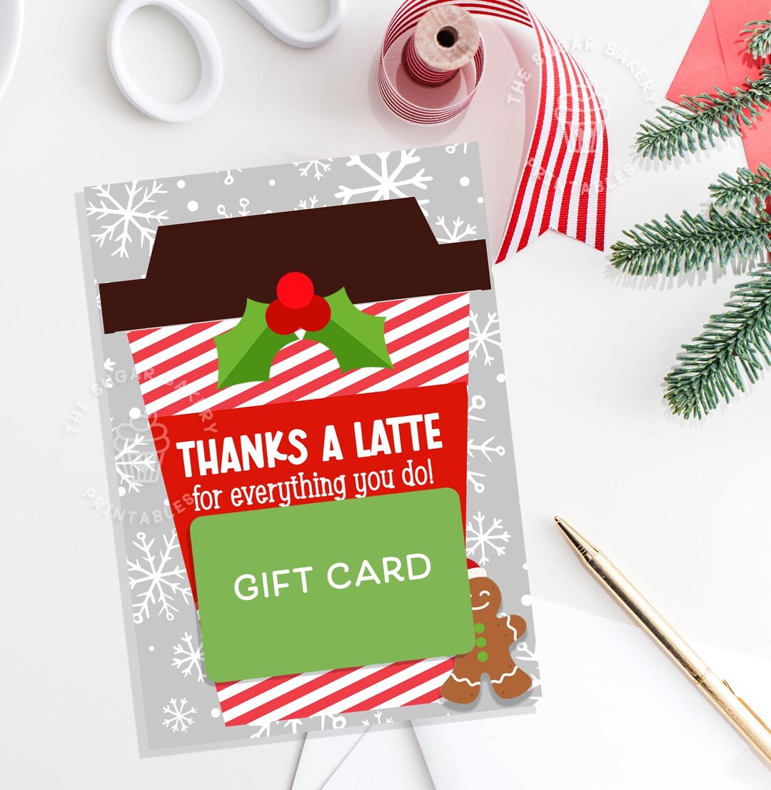 THANKS A LATTE Christmas Gift Card Holder, Printable Card Holder ...