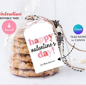 Printable Happy Valentine's Gift Tags, EDITABLE Valentine's Day TAGS ...