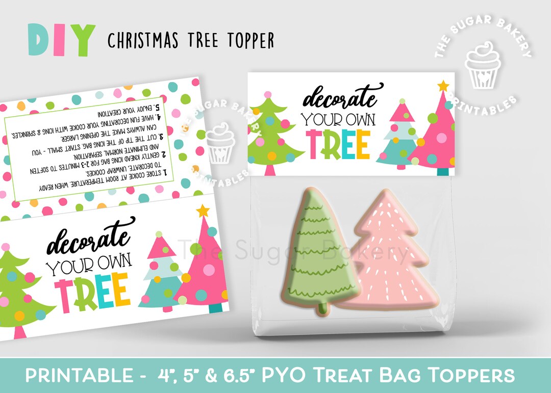 Decorate Christmas Tree Cookie Topper, Christmas Cookie, Printable DIY ...