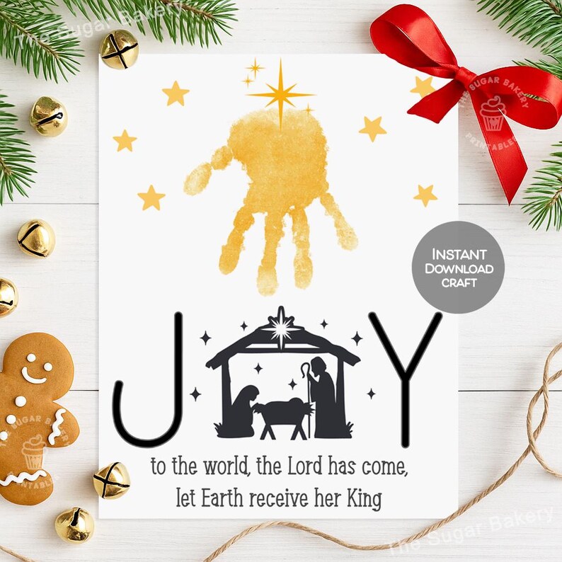 Nativity Handprint Craft, Joy to the World Christmas Handprint Art ...