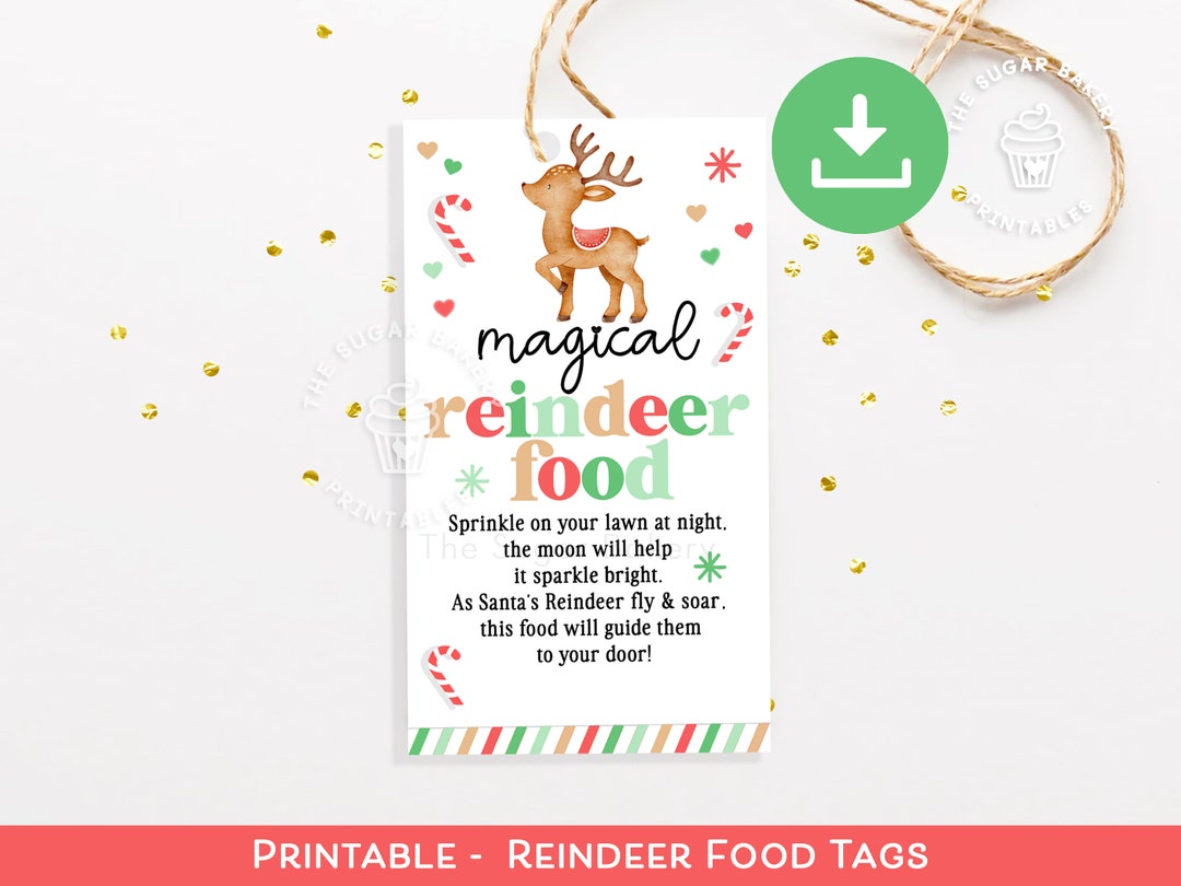 Printable Reindeer Food Tag, Christmas Eve Box, Magical Reindeer Food ...