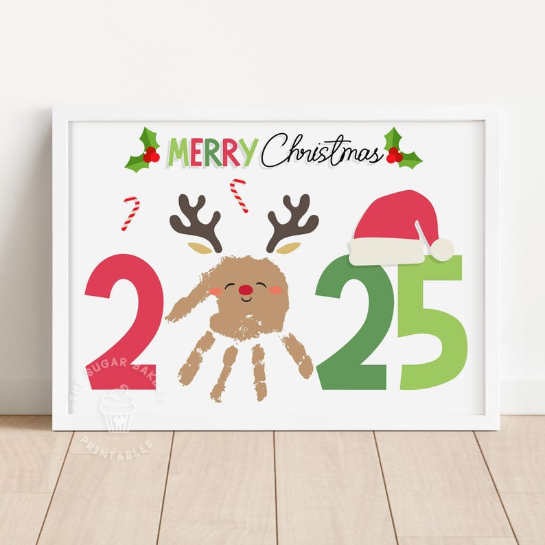 Christmas 2025 Handprint Reindeer Craft, Kids DIY Christmas Keepsake ...