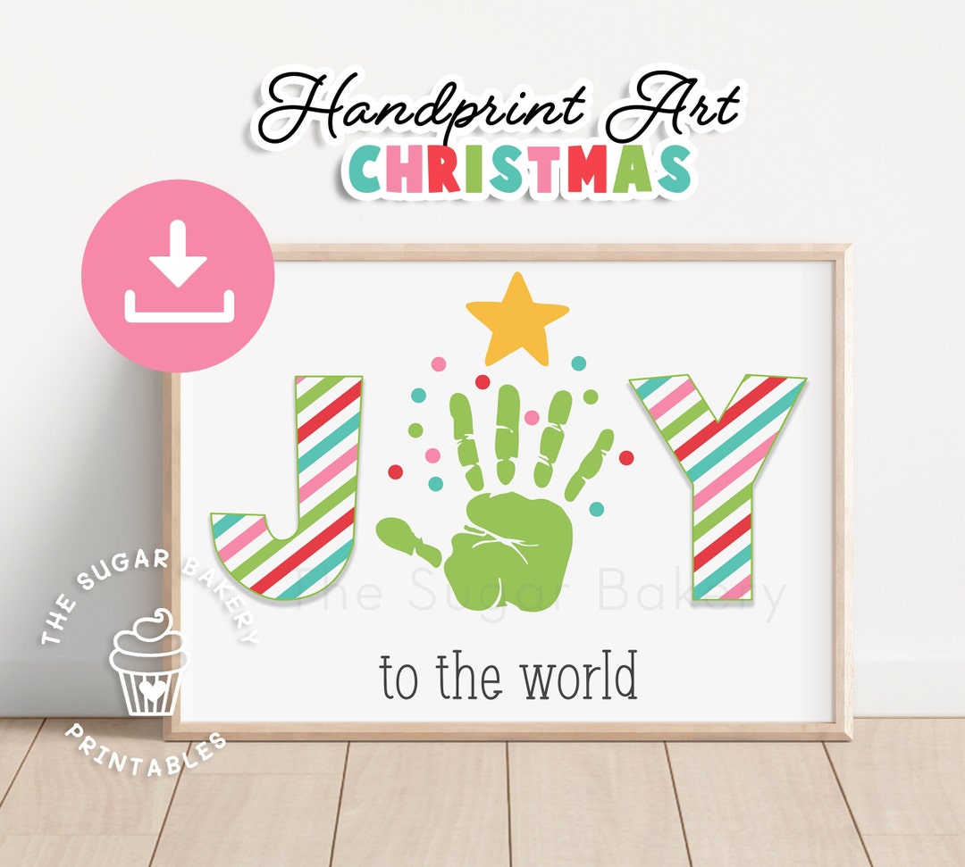 JOY Christmas Tree Handprint Art, Preschool Handprint Art Craft ...
