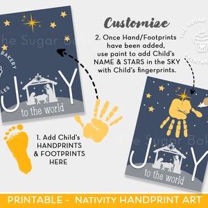 Christmas NATIVITY Handprint Art, Joy to the World, Sunday School Craft ...