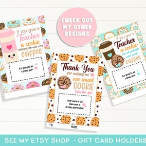PRINTABLE Back to School Coffee Teacher Gift Card Holder, Editable ...