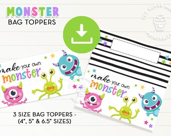 Halloween Make Your Own Monster Printable Treat Favor Bag Topper DIY ...