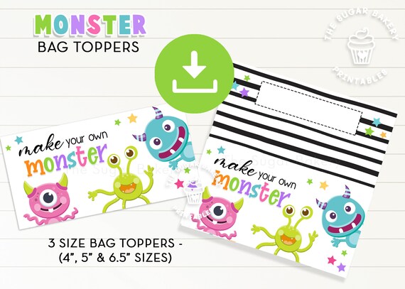 Make Your Own MONSTER Bag Topper Halloween Monster Cookie Bag - Etsy