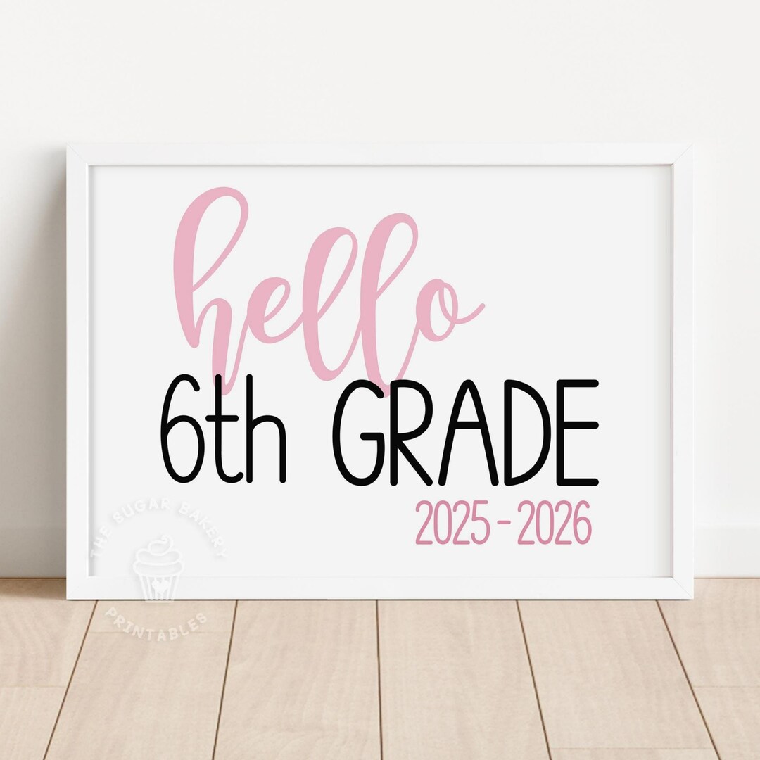 First Day of 6th Grade School Sign, Back to School Sign, 1st Day of 6th ...