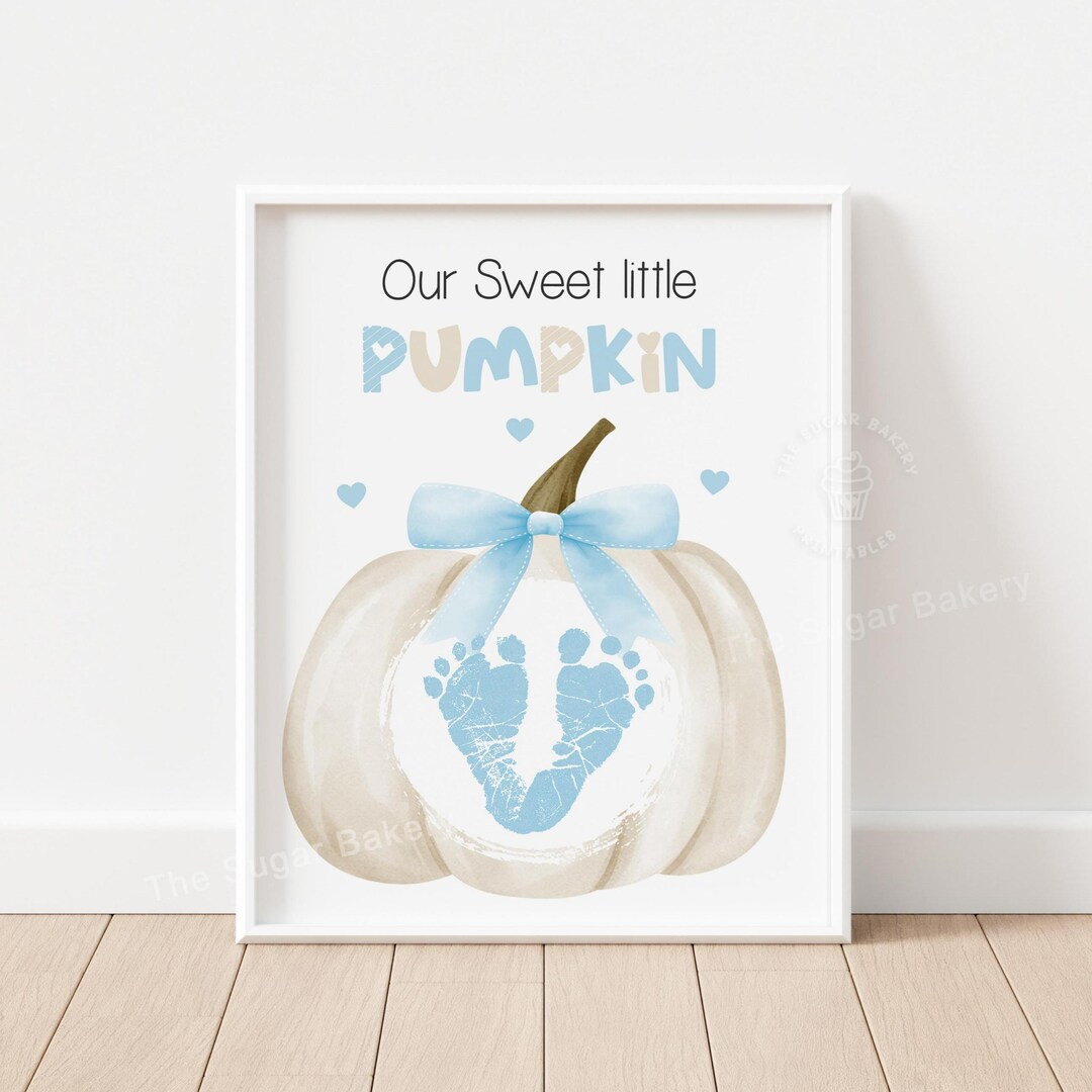 Our Sweet Little Pumpkin Footprint Art Printable, Fall Baby Keepsake ...