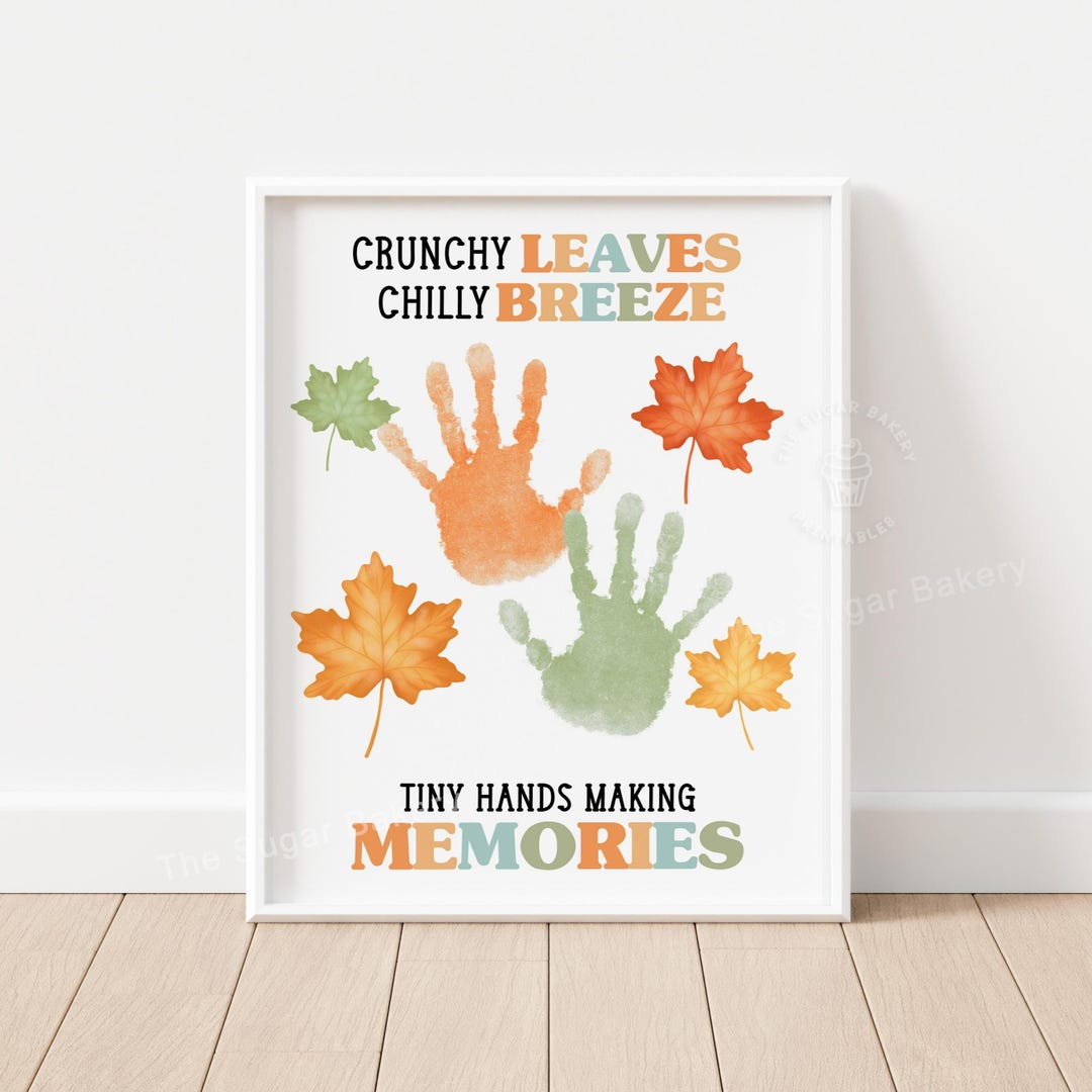 Autumn Leaf Handprint Art Printable, Fall Leaves Handprint Craft for ...