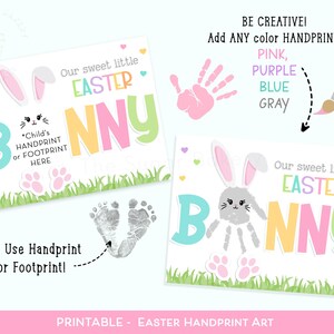 Easter Bunny Handprint Art, EASTER Footprint Handprint Craft, Keepsake ...