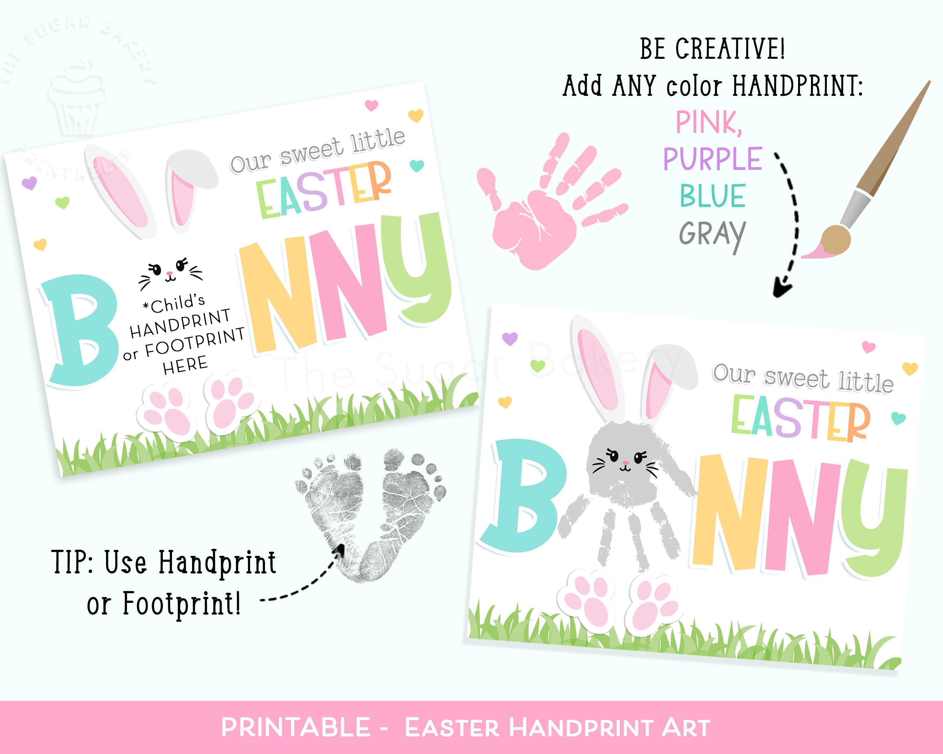 Easter Bunny Handprint Art, EASTER Footprint Handprint Craft, Keepsake ...