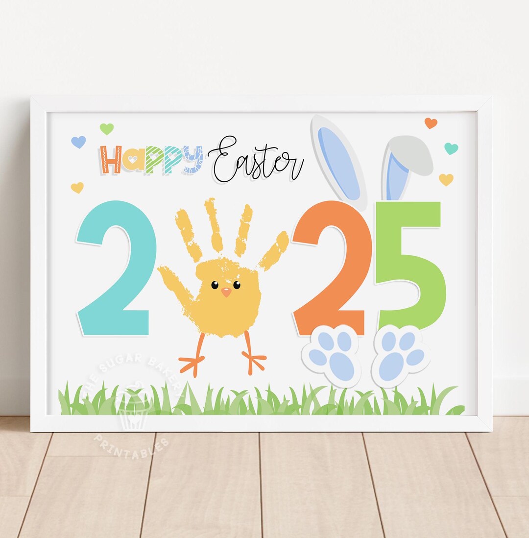 Easter HANDPRINT Craft 2025 Printable Easter Bunny Handprint Art Easter ...