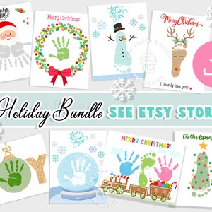 Christmas Handprint Art, Christmas Handprint Craft Bundle, Holiday ...