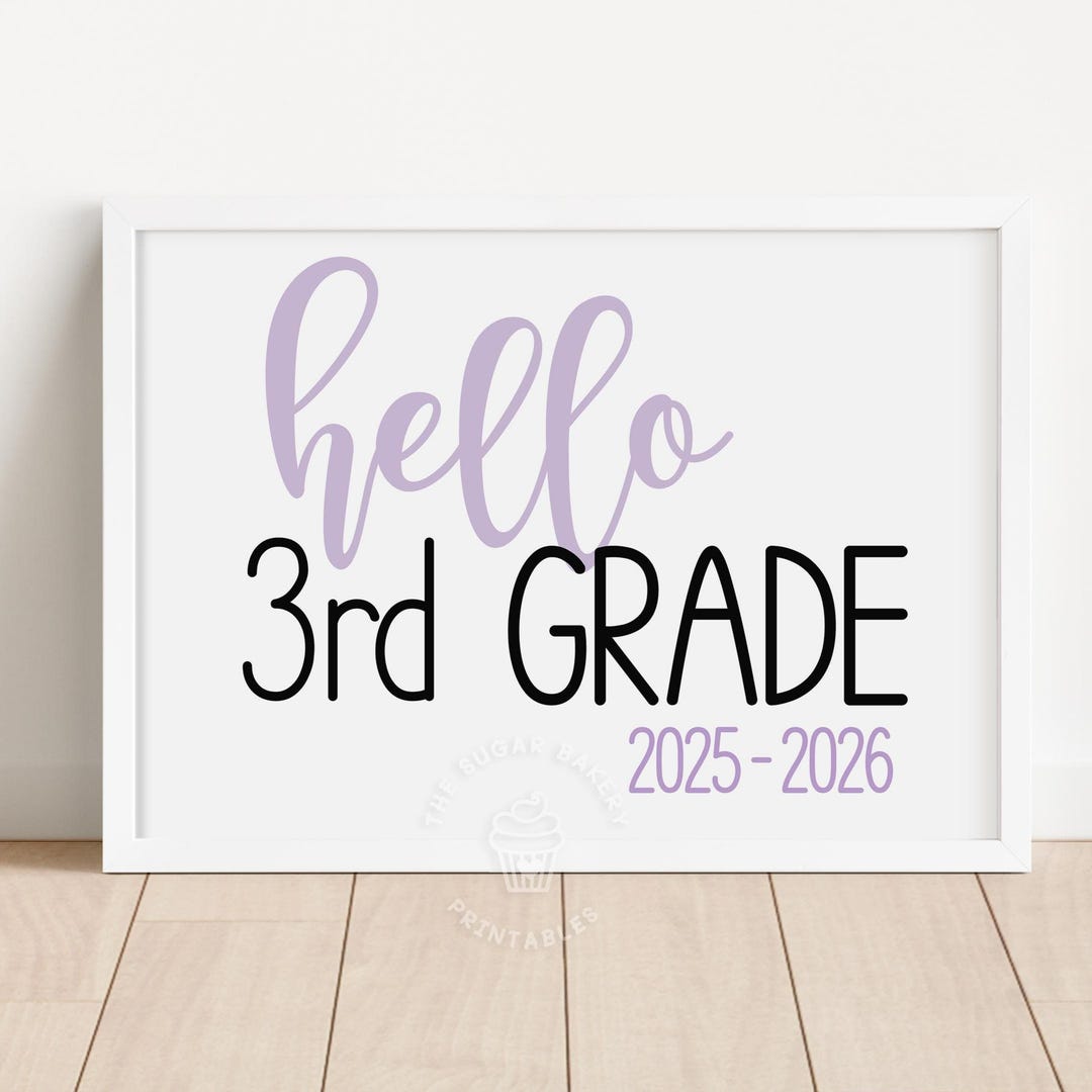First Day of 3rd Grade Sign Printable School Hello 3rd GRADE SIGN Girl ...