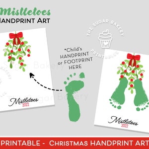 Mistletoes Footprint Art, Christmas Mistletoe Art, Mistletoes Craft ...