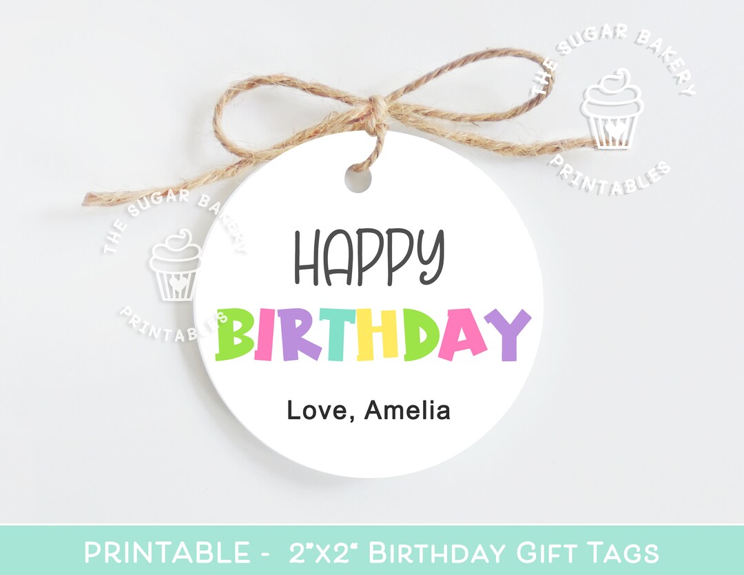 Happy Birthday Round Tag, BIRTHDAY Treat Tag, Happy Birthday COOKIE TAG ...