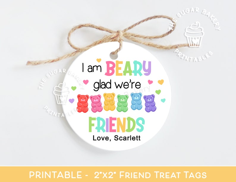 BEARY Glad FRIENDS Gummy Bear Tag End of Year Student Gift - Etsy