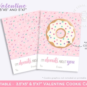 Printable Donut Cookie Card, I'm Donuts About You, Valentine's Day ...